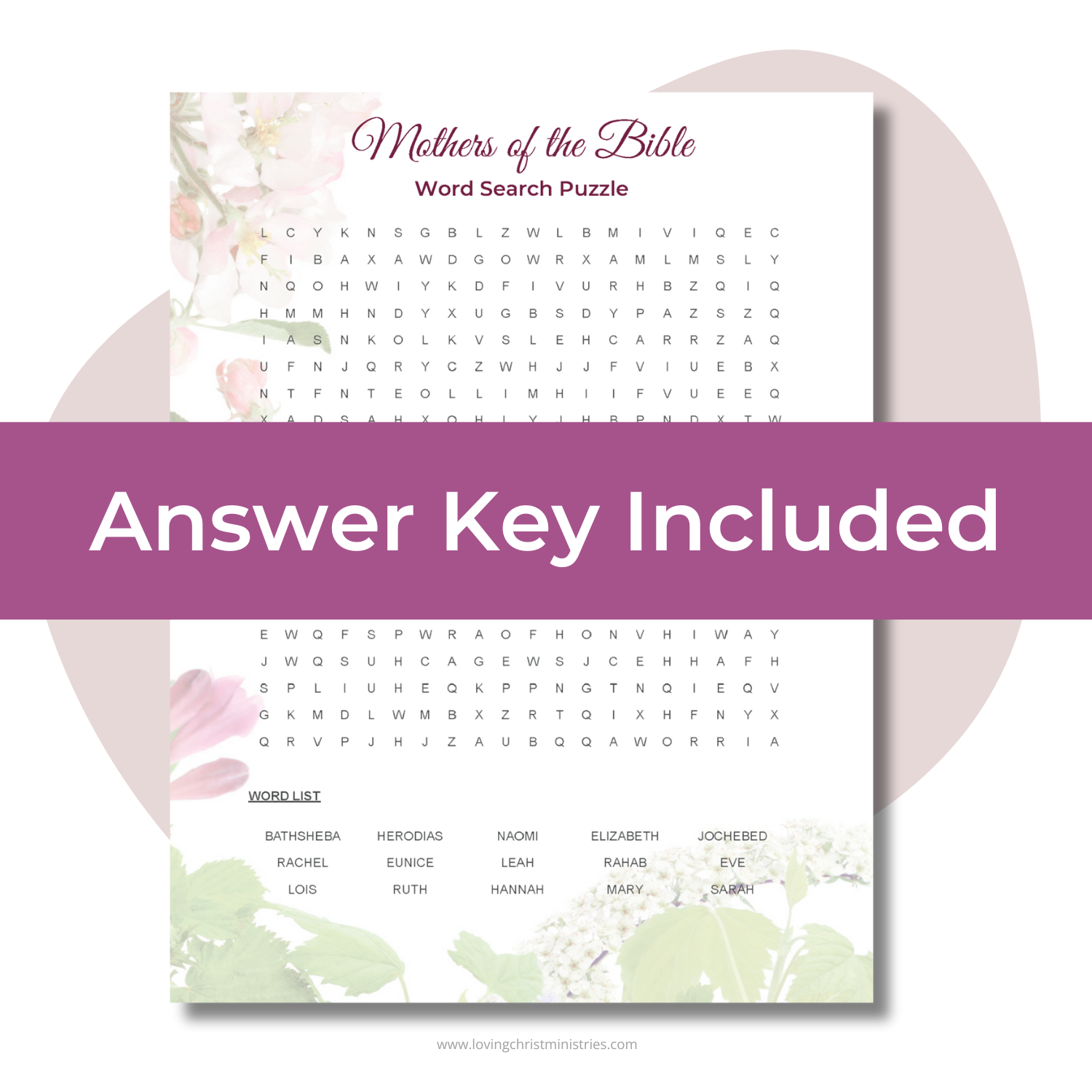 Mothers of the Bible Word Search Puzzle – Loving Christ Ministries