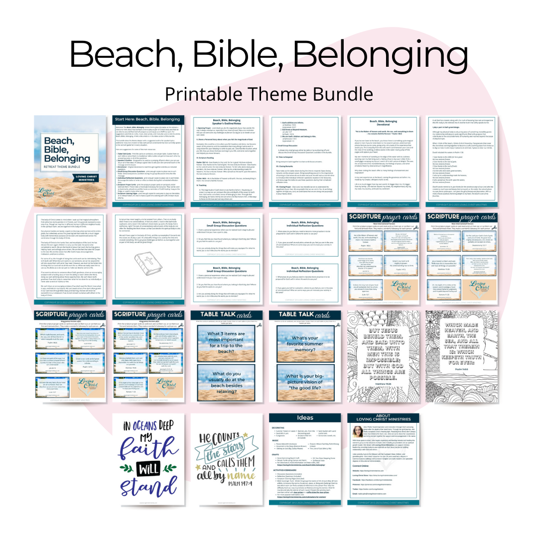 Beach, Bible, Belonging Printable Theme Bundle – Loving Christ Ministries