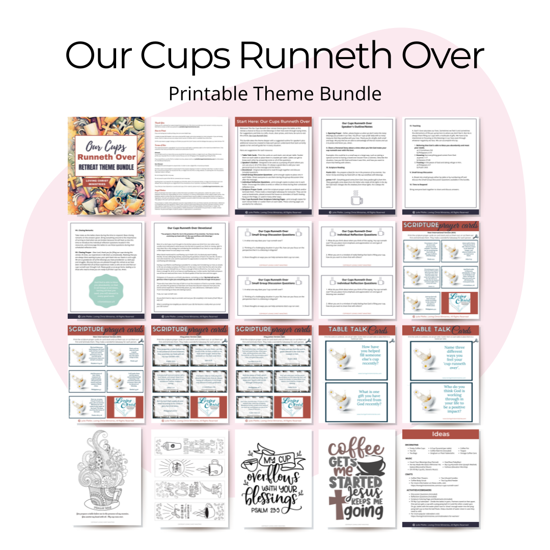 Our Cups Runneth Over Printable Theme Bundle – Loving Christ Ministries