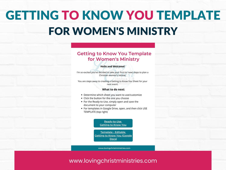 Getting to Know You Form Template - Editable – Loving Christ Ministries
