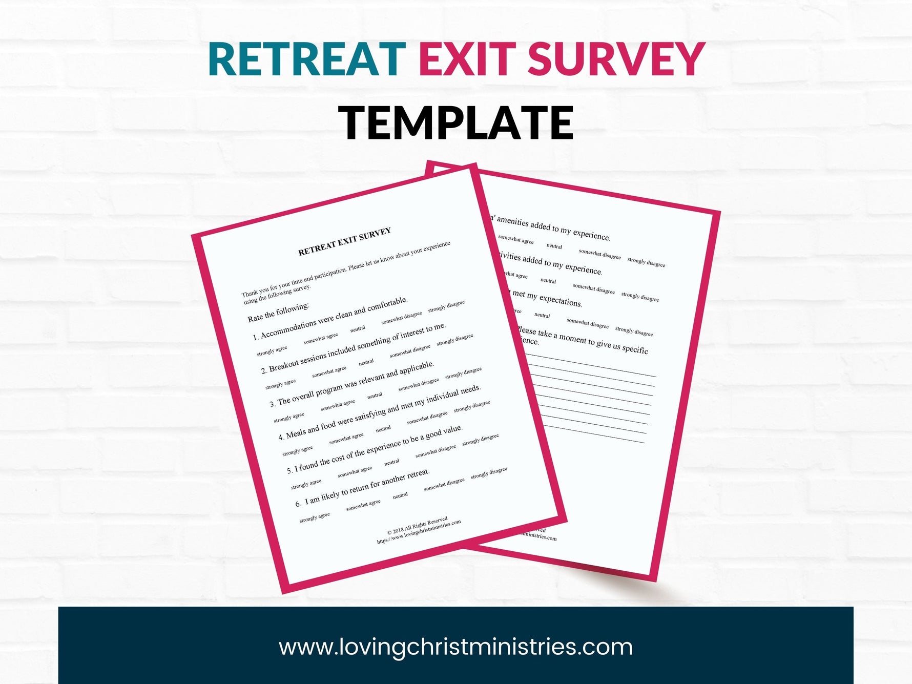 Exit Survey Templates for Women's Retreats – Loving Christ Ministries