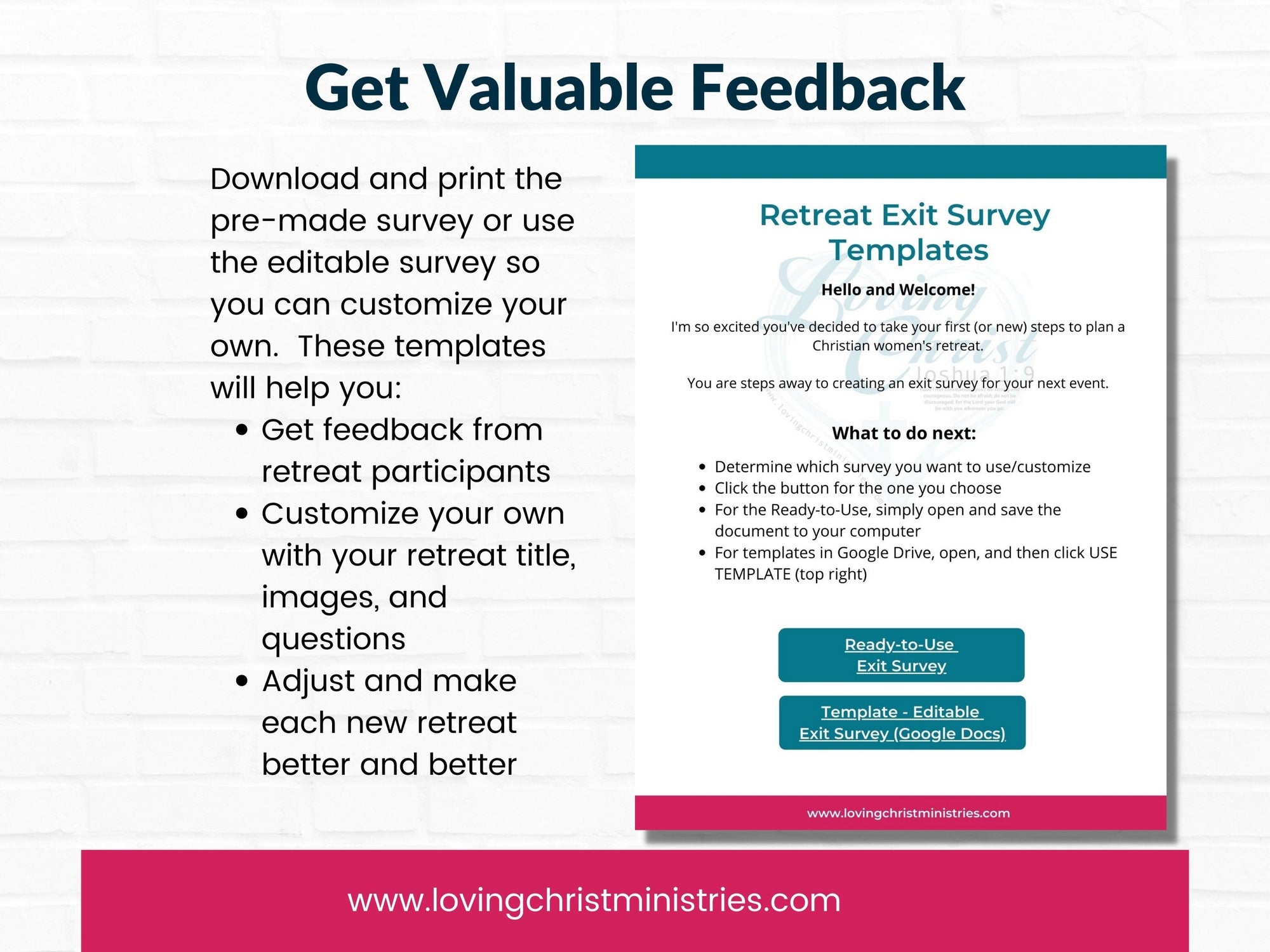 Exit Survey Templates for Women's Retreats – Loving Christ Ministries