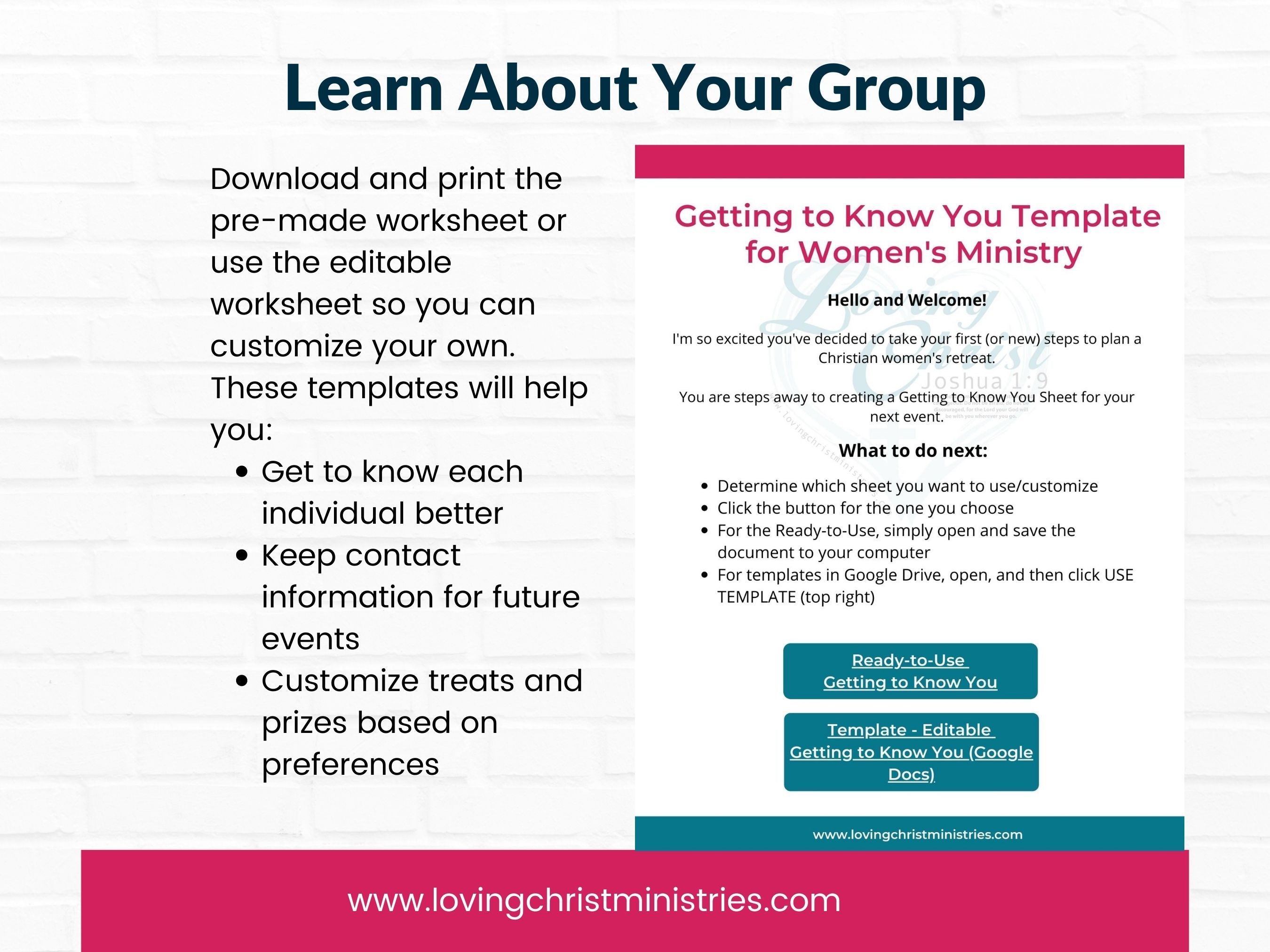 Getting to Know You Form Template - Editable – Loving Christ Ministries