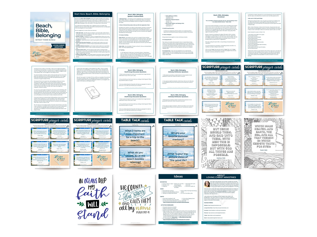Beach, Bible, Belonging Printable Theme Bundle – Loving Christ Ministries